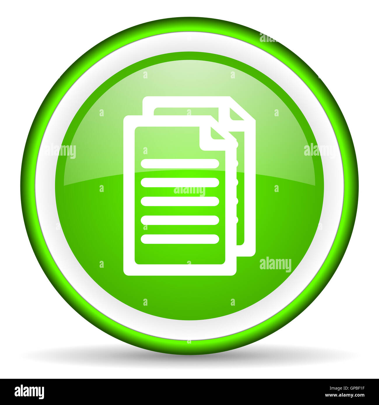 document green glossy icon on white background Stock Photo - Alamy