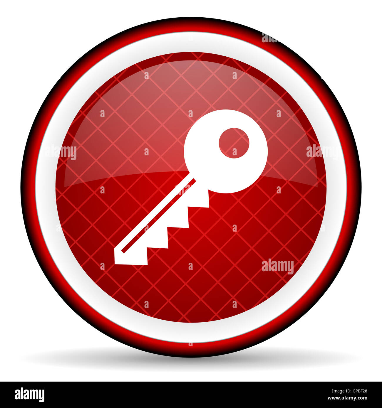 key red glossy icon on white background Stock Photo - Alamy