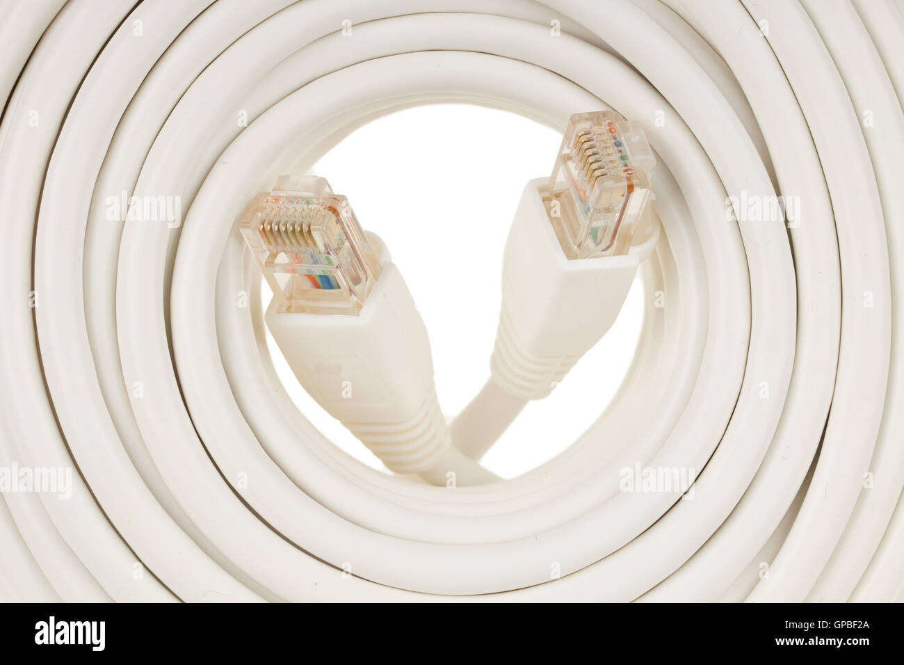 Close-up of a white RJ45 network plug Stock Photo - Alamy