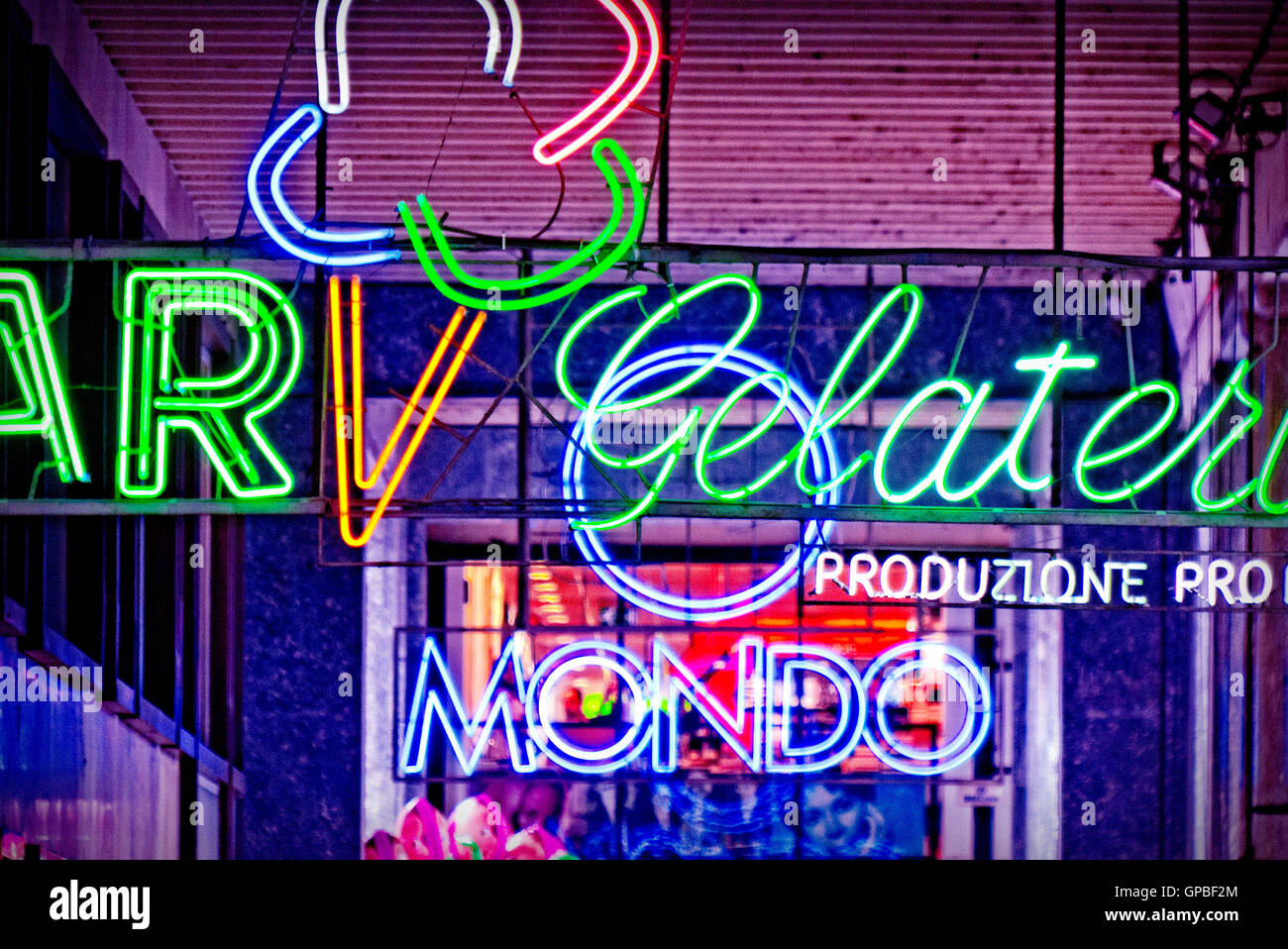 neon signs in Bologna,Italy Stock Photo - Alamy