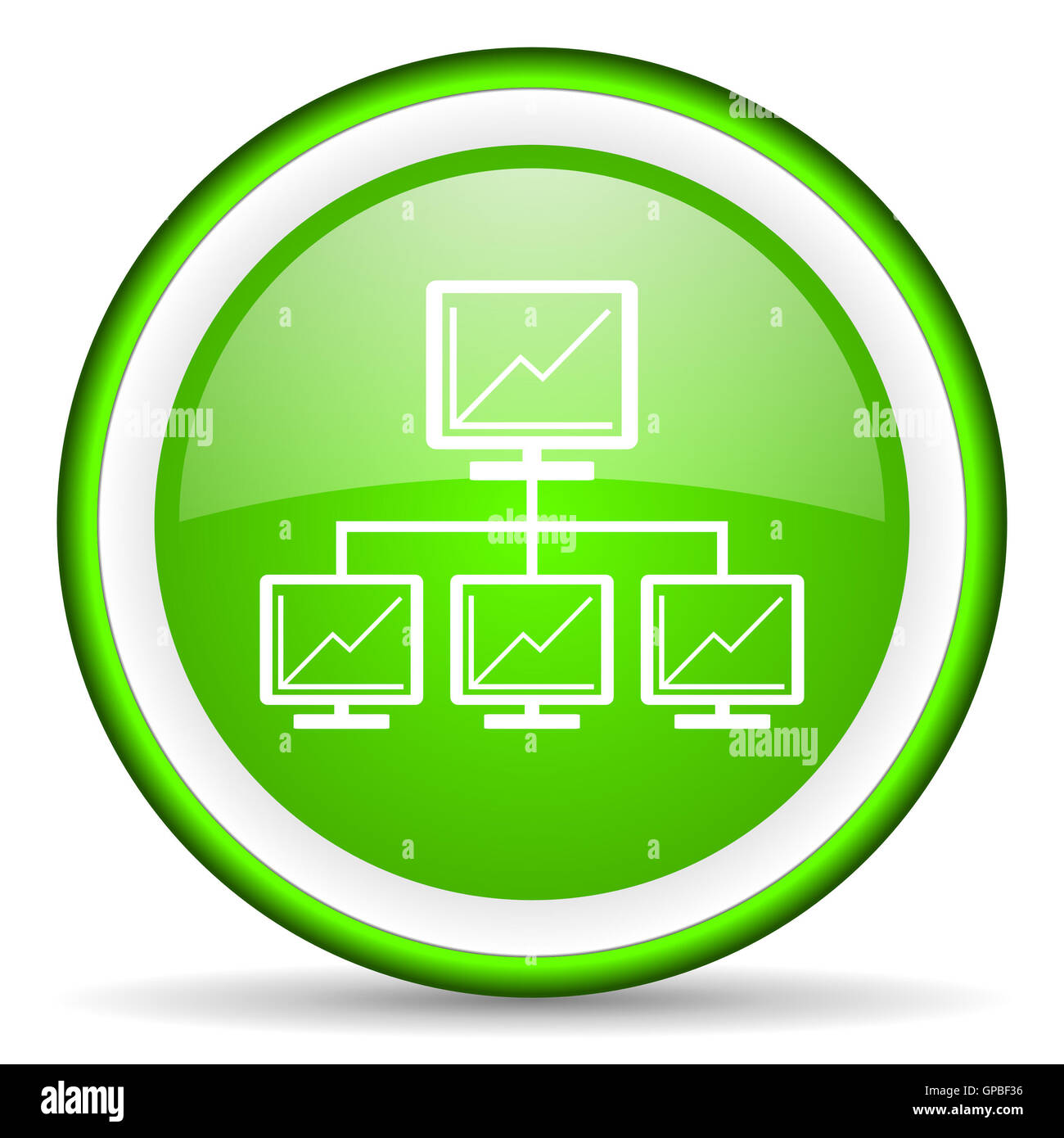 network green glossy icon on white background Stock Photo - Alamy