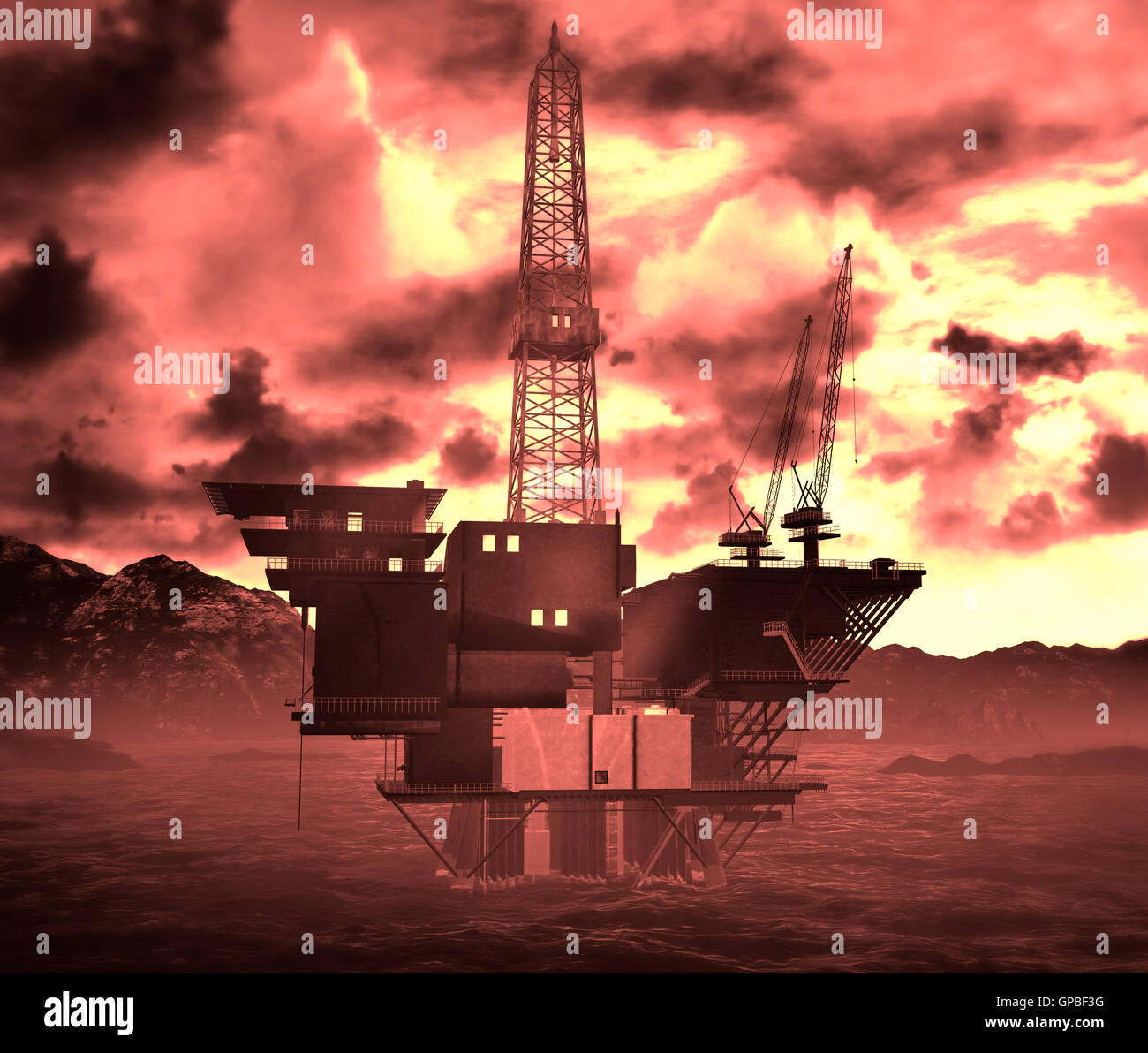 Oil rig platform Stock Photo - Alamy