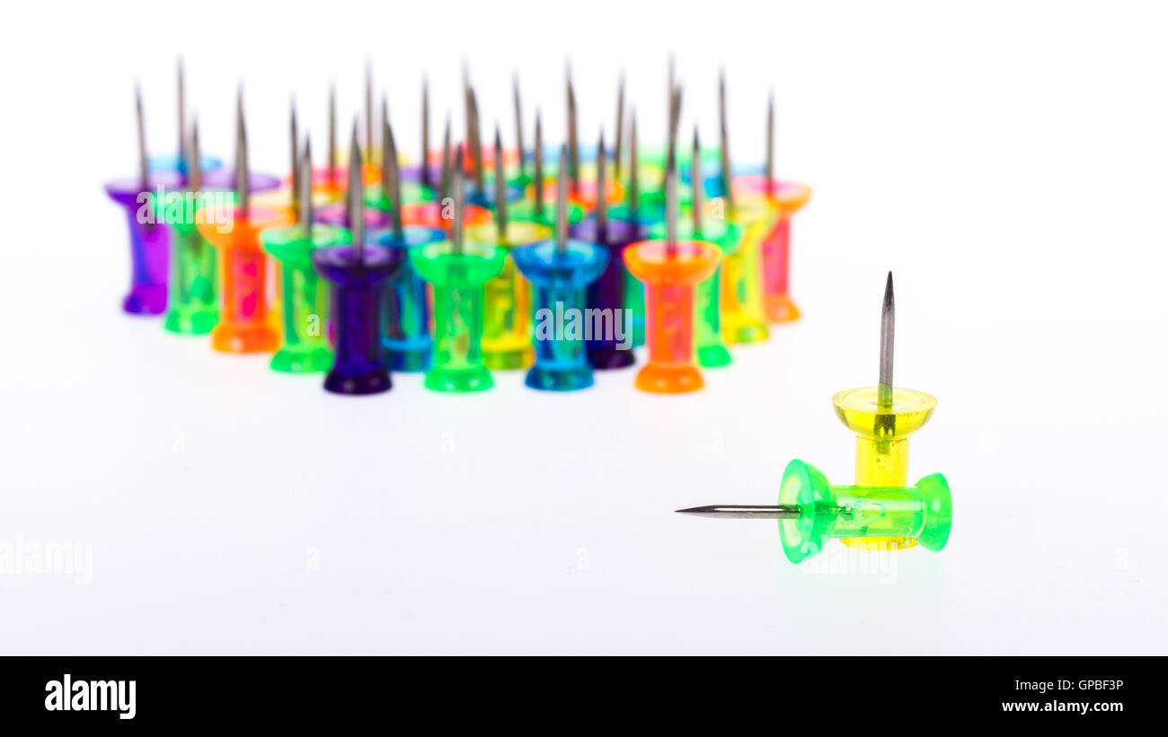 Set of colorful push pins Stock Photo - Alamy