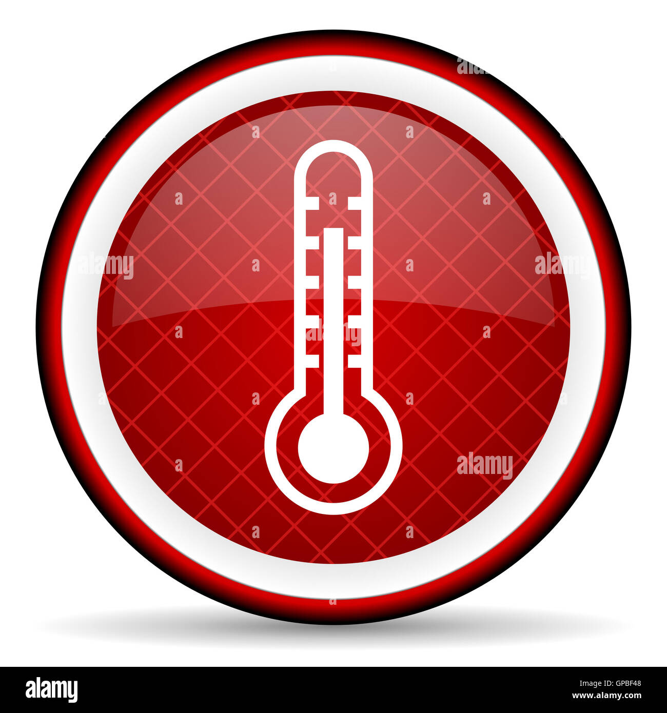thermometer red glossy icon on white background Stock Photo - Alamy