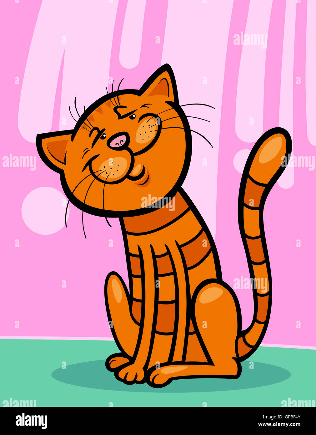 happy cat cartoon illustration Stock Photo - Alamy