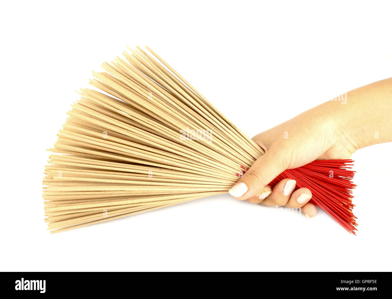 hand holding incense on white background Stock Photo - Alamy