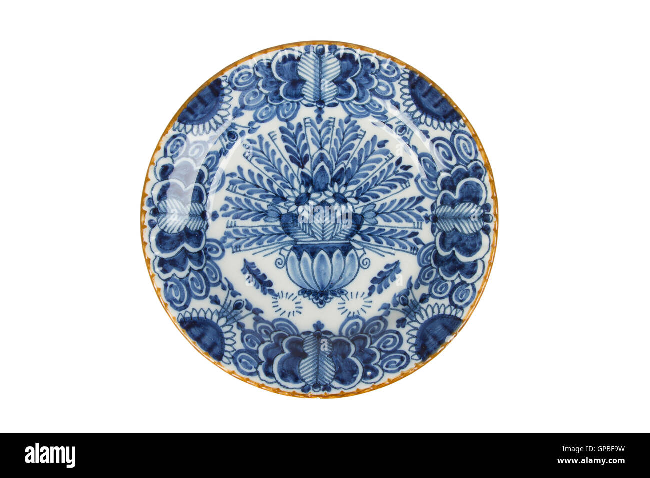 Very old dutch plate isolated Stock Photo - Alamy
