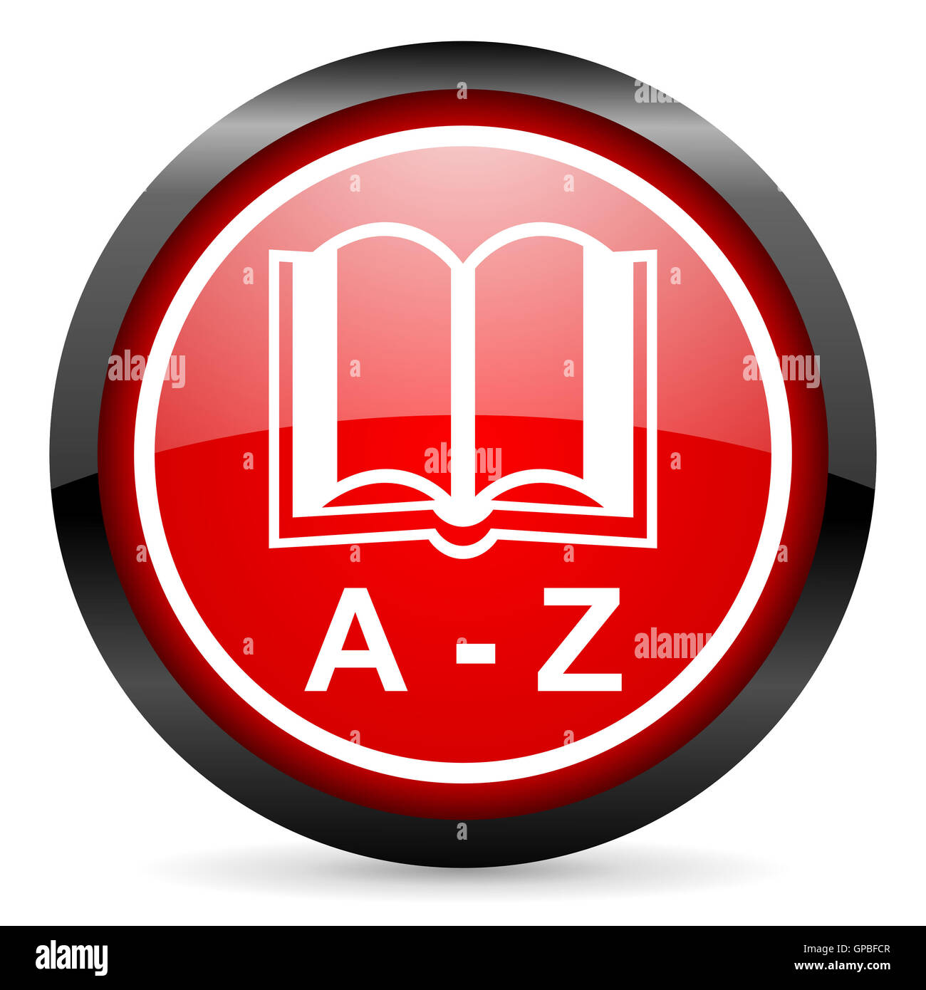 dictionary round red glossy icon on white background Stock Photo - Alamy