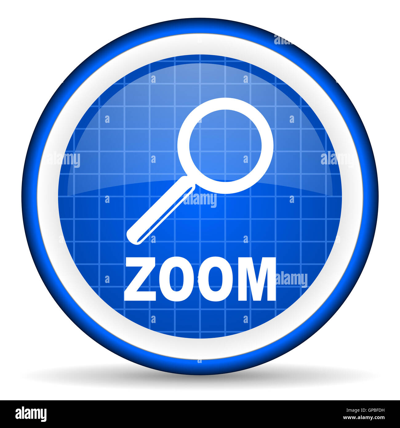 zoom blue glossy icon on white background Stock Photo - Alamy