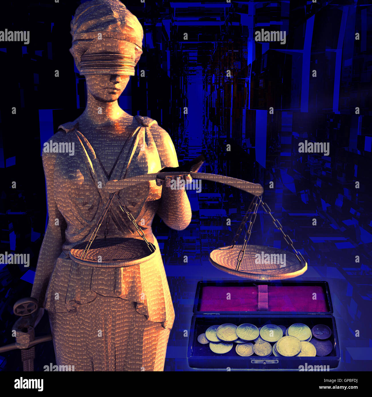 Themis and coins Stock Photo - Alamy