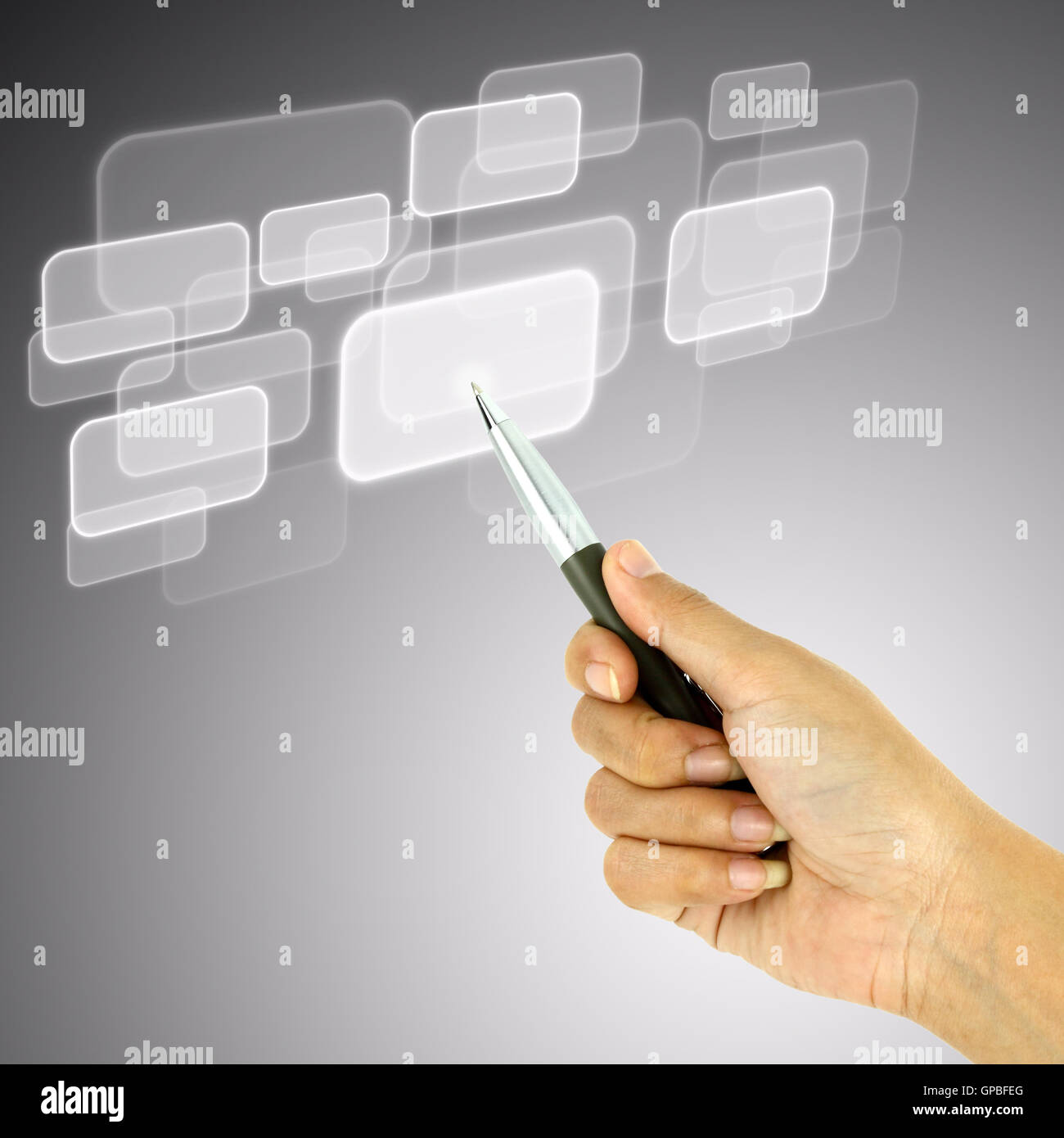 a pen pointer on a touch screen interface Stock Photo - Alamy