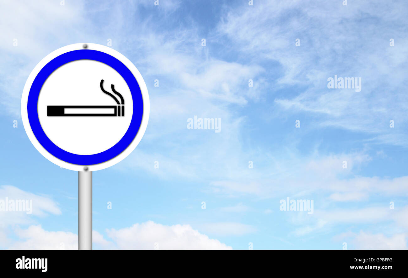 smoking area sign with blue sky Stock Photo - Alamy