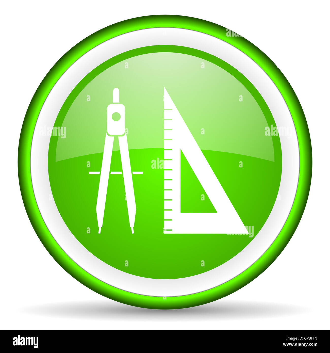 e-learning green glossy icon on white background Stock Photo - Alamy