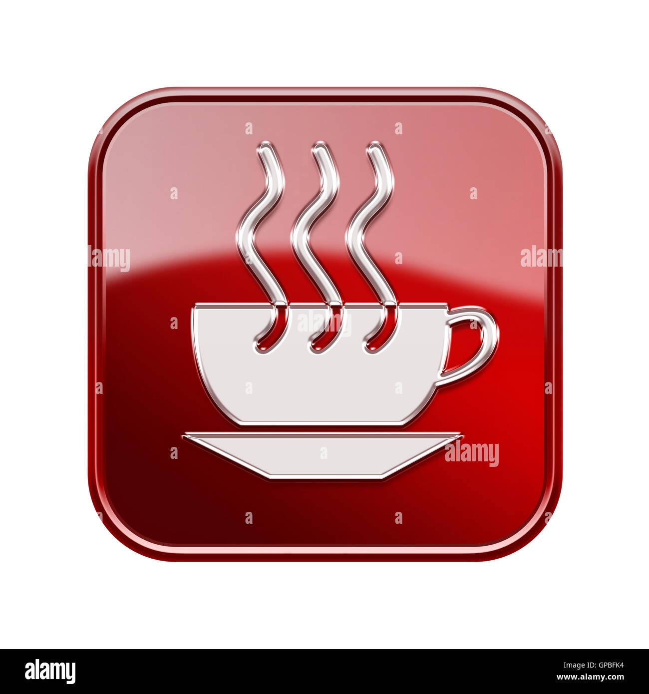 Coffee cup icon glossy red, isolated on white background Stock Photo ...