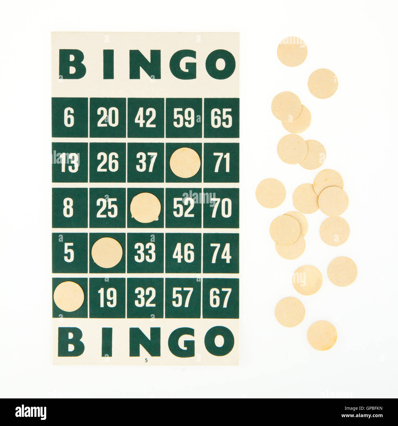 Green bingo card isolated Stock Photo - Alamy