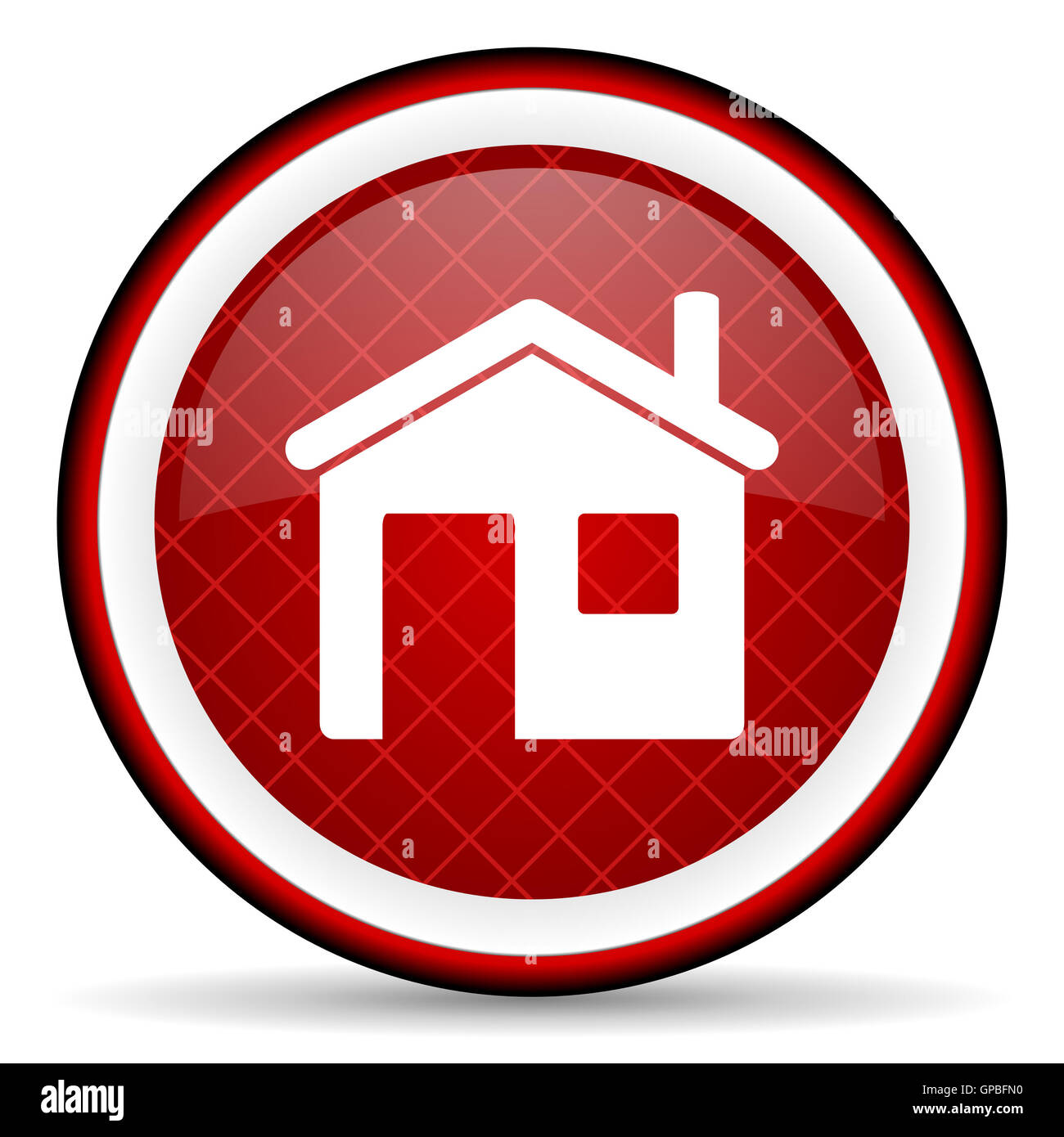 home red glossy icon on white background Stock Photo - Alamy