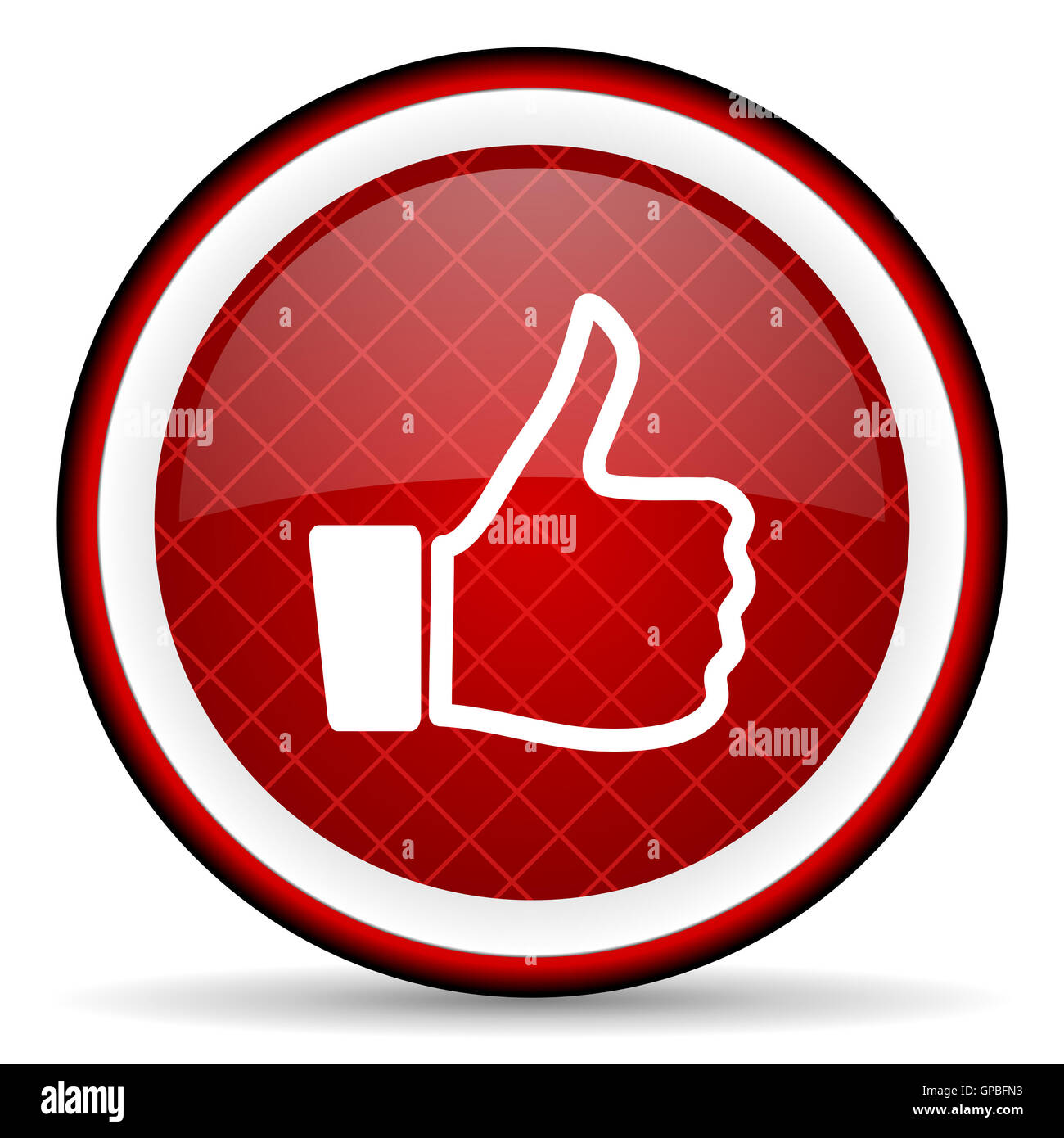 thumb up red glossy icon on white background Stock Photo - Alamy