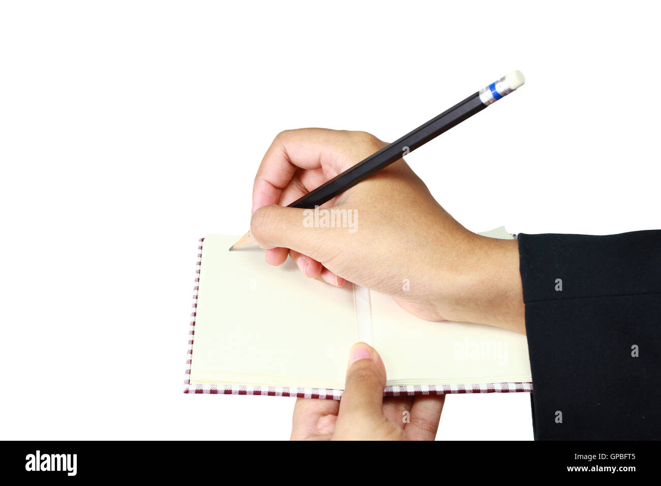 human hands with pencil and writting something Stock Photo - Alamy