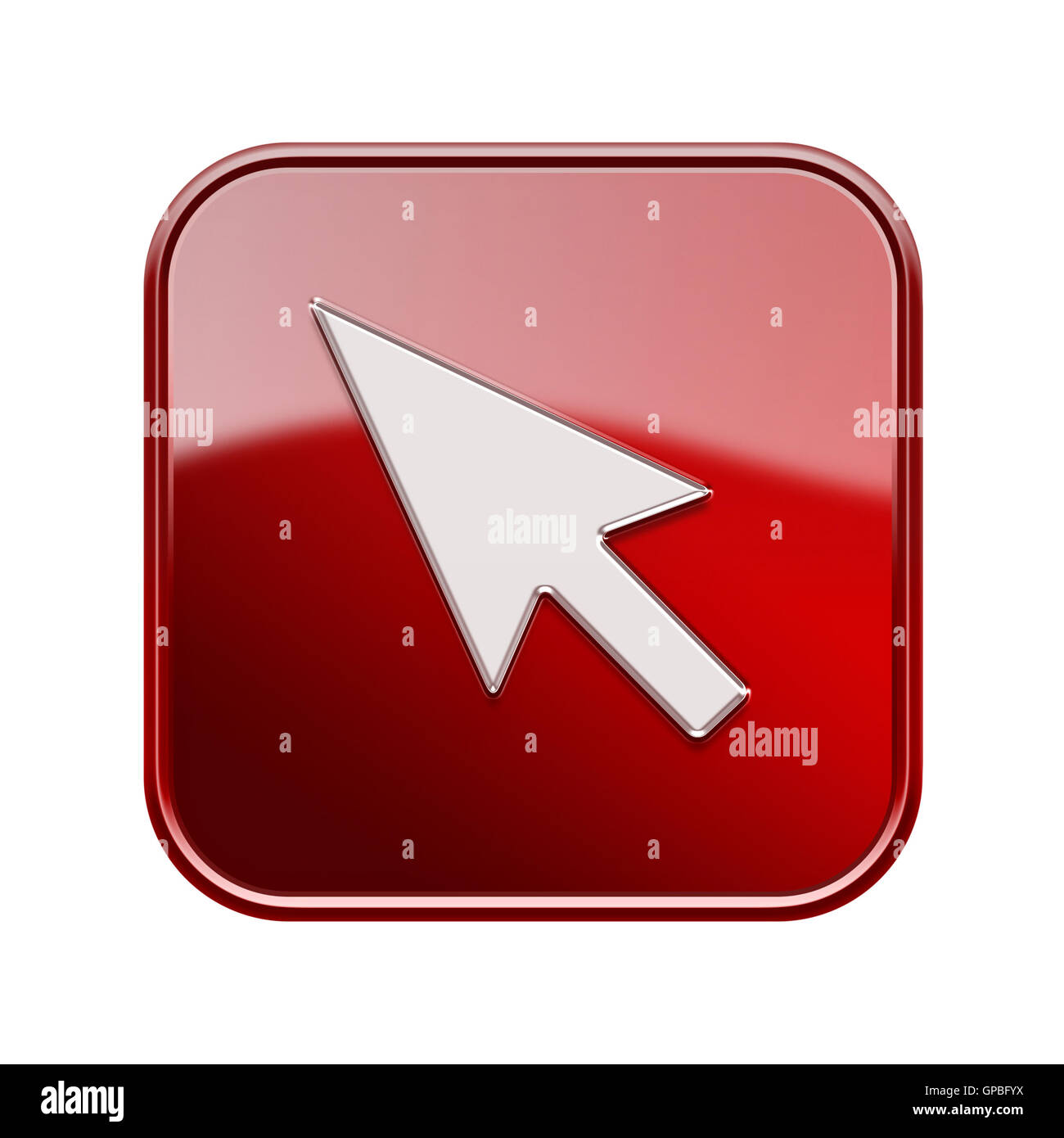 Cursor icon glossy red, isolated on white background Stock Photo - Alamy