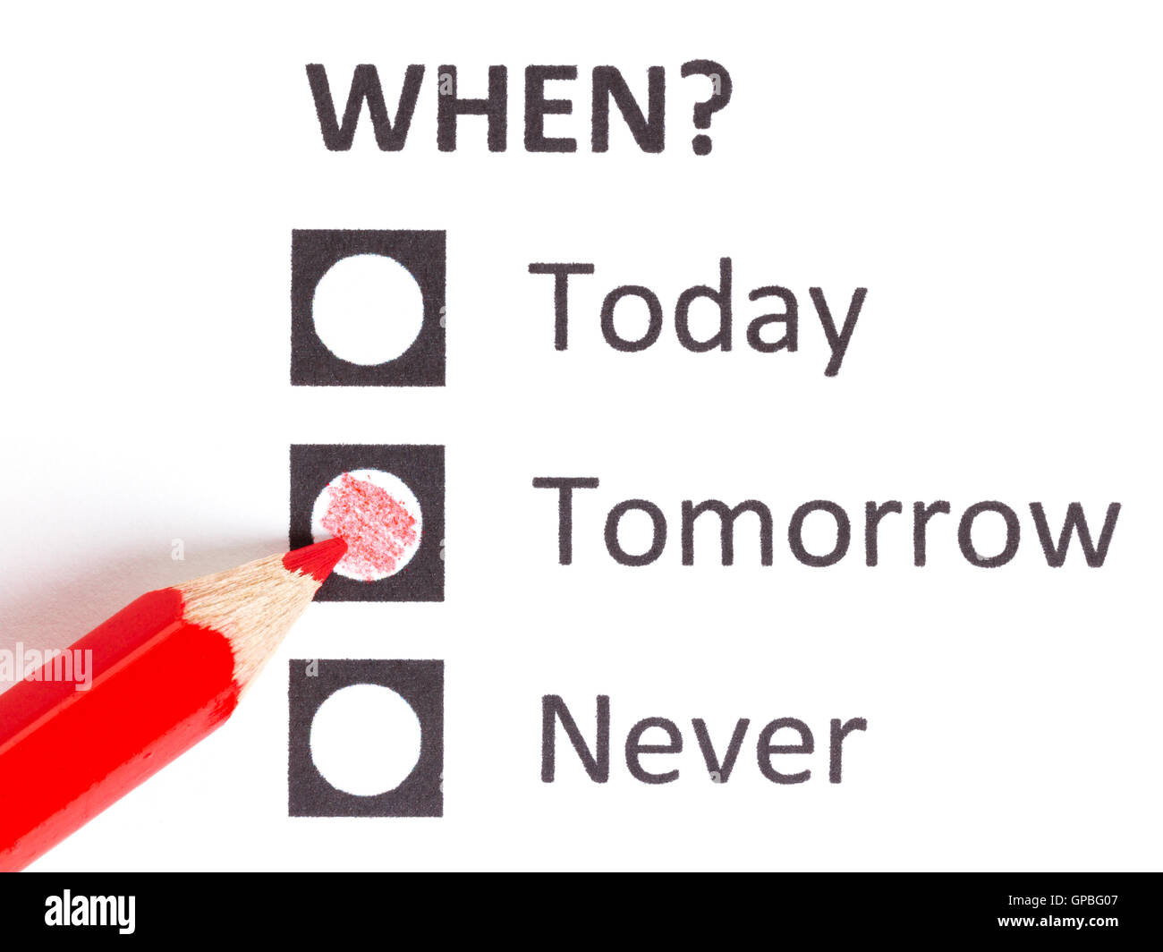 Red pencil choosing (deadline Stock Photo - Alamy