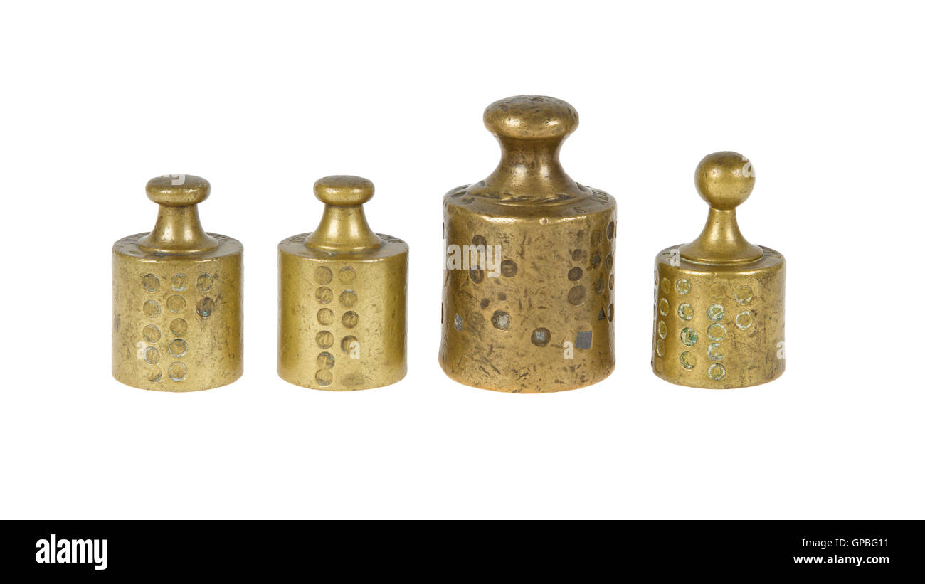 Old brass antique weights, Holland Stock Photo - Alamy