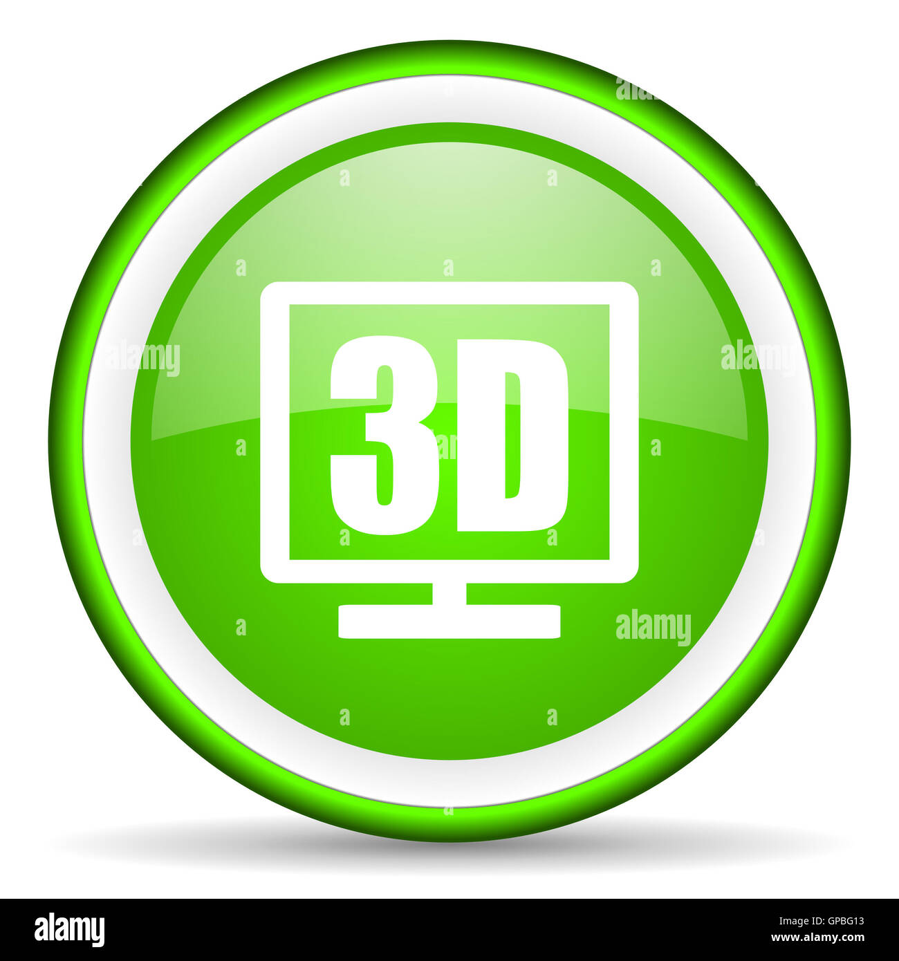 3d display green glossy icon on white background Stock Photo - Alamy