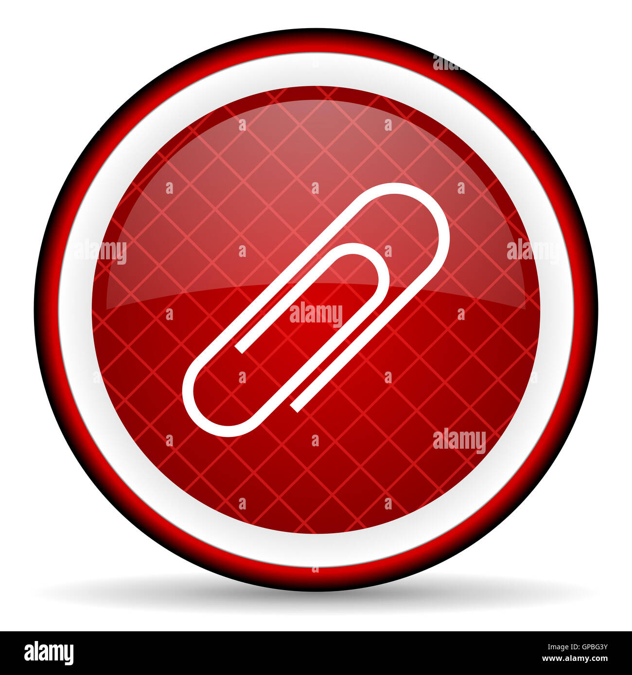 paper clip red glossy icon on white background Stock Photo - Alamy