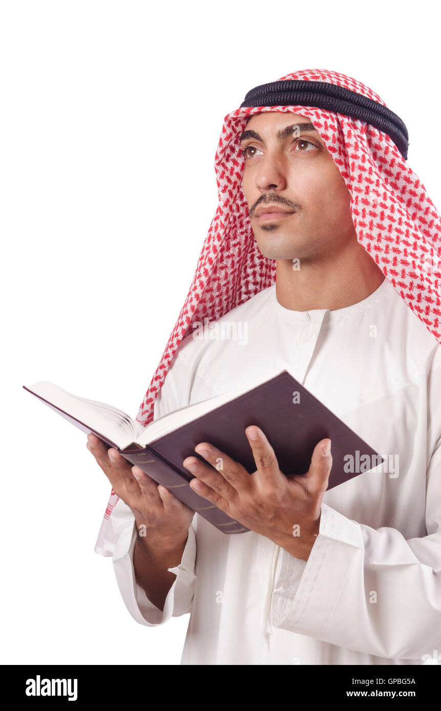 Arab man praying on white Stock Photo - Alamy