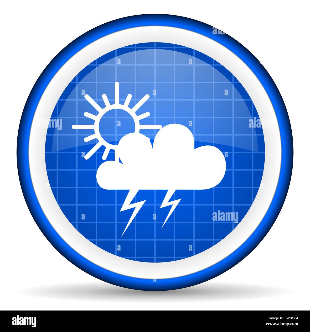 weather blue glossy icon on white background Stock Photo - Alamy