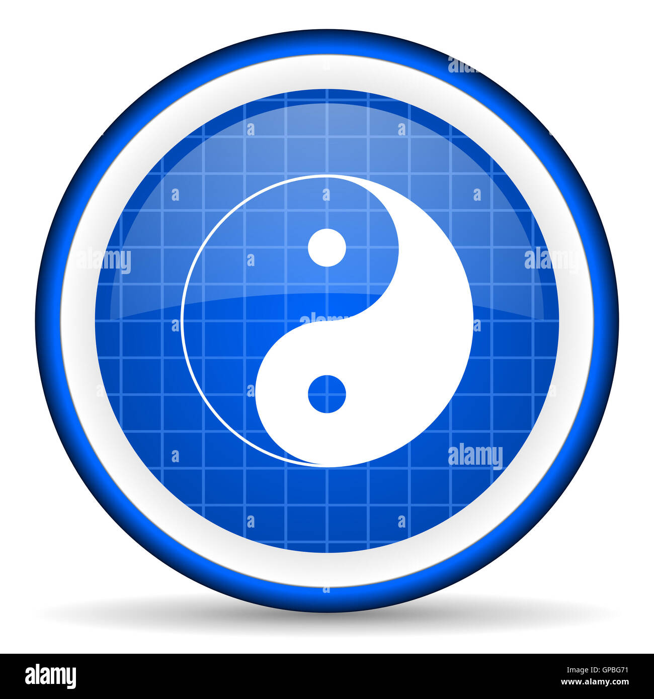 ying yang blue glossy icon on white background Stock Photo - Alamy