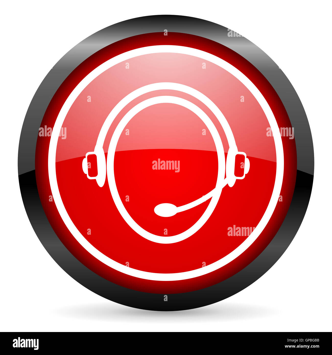 customer service round red glossy icon on white background Stock Photo ...