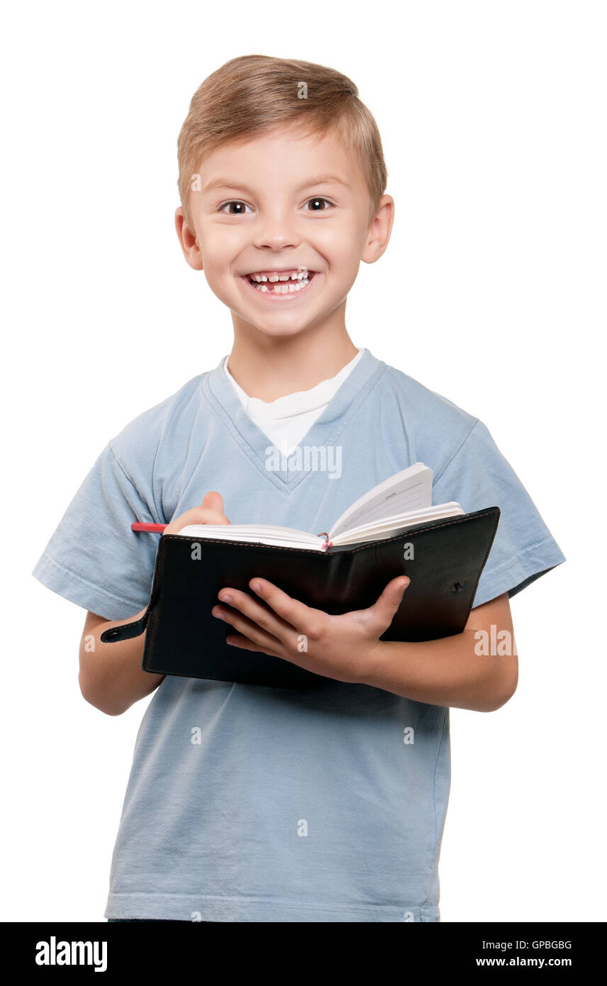 Boy with book Stock Photo - Alamy