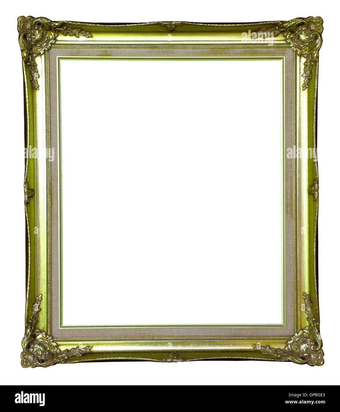 Golden frame isolated on white Stock Photo - Alamy