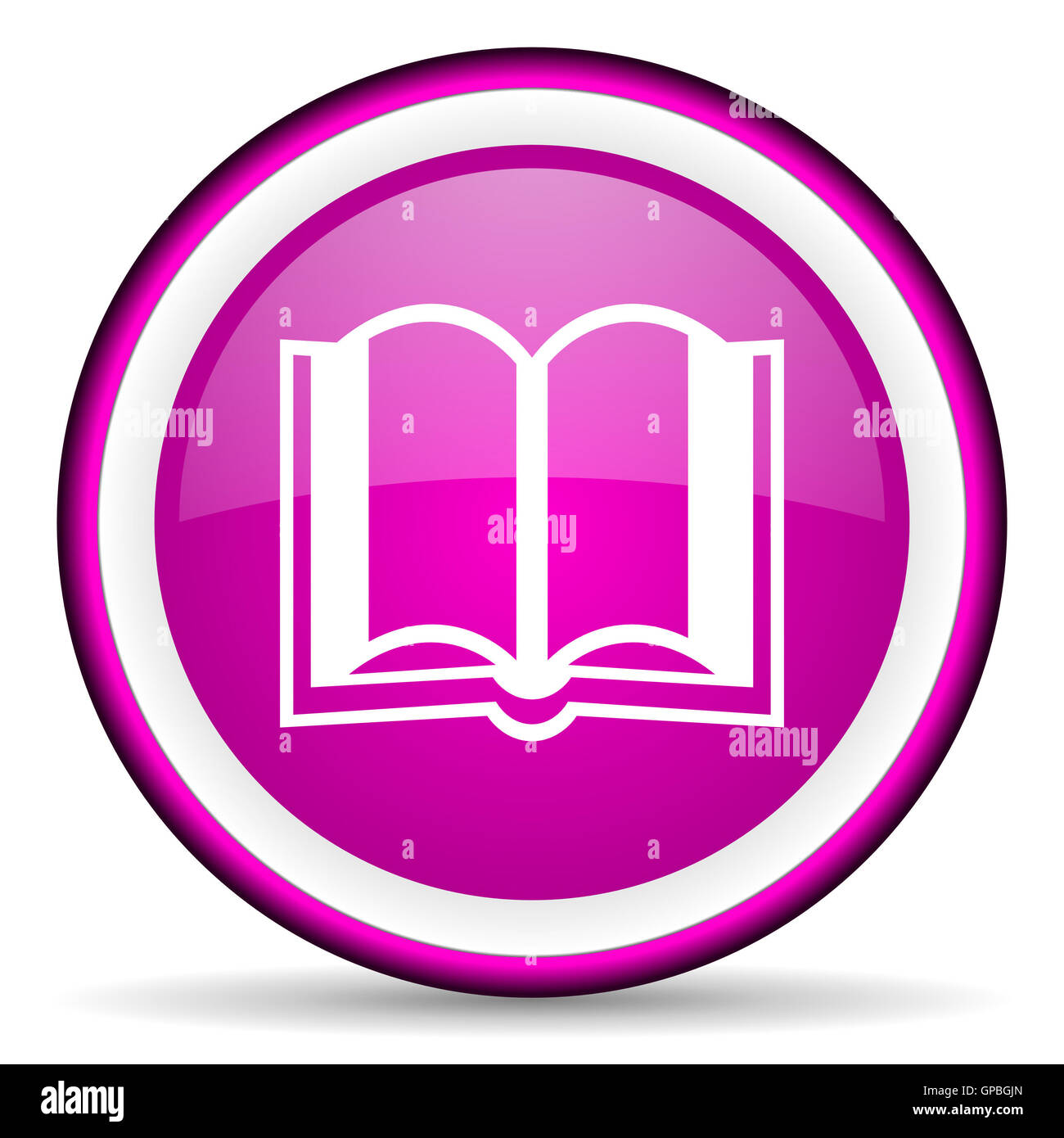 book violet glossy icon on white background Stock Photo - Alamy