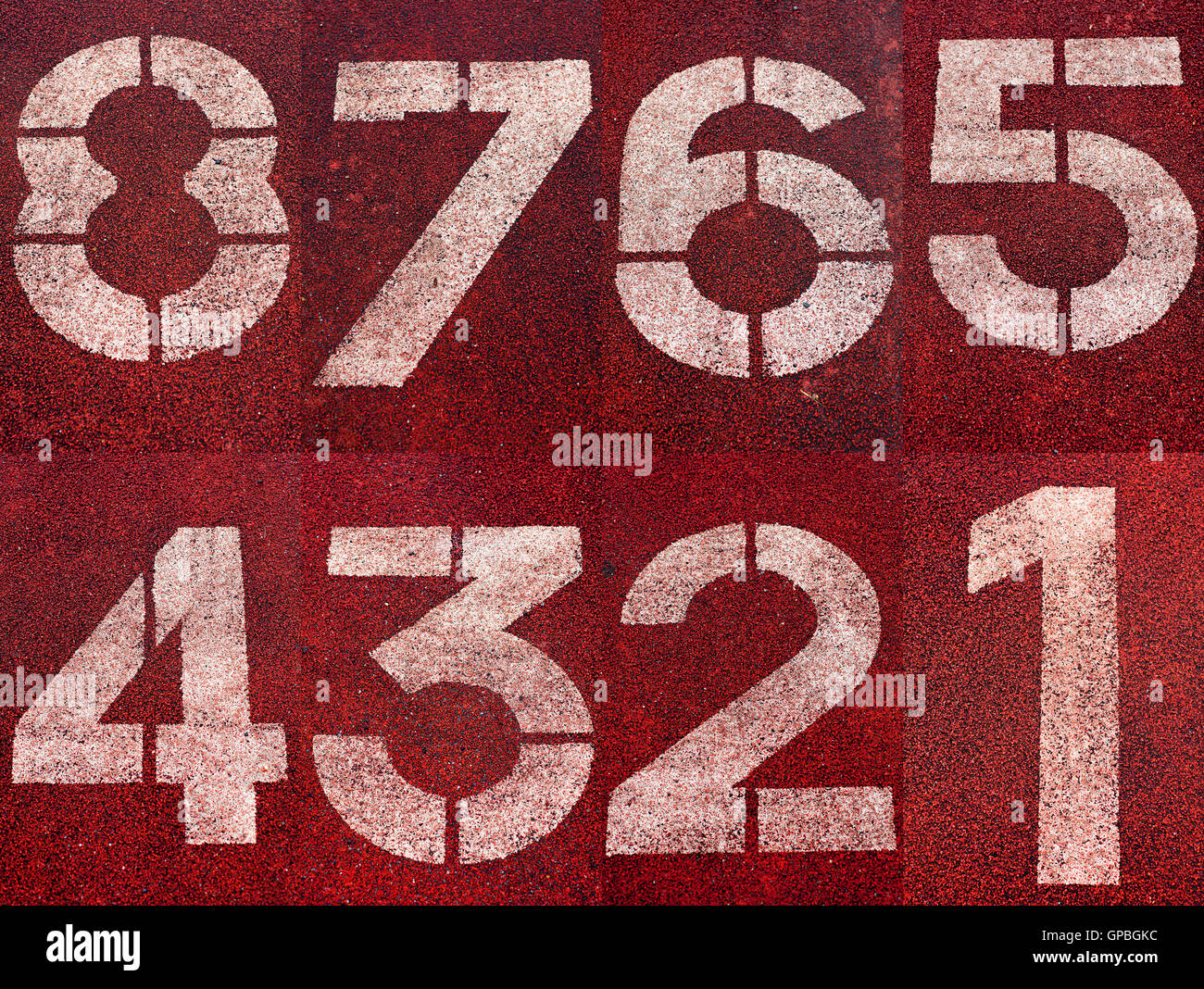 Numbers on running track Stock Photo - Alamy