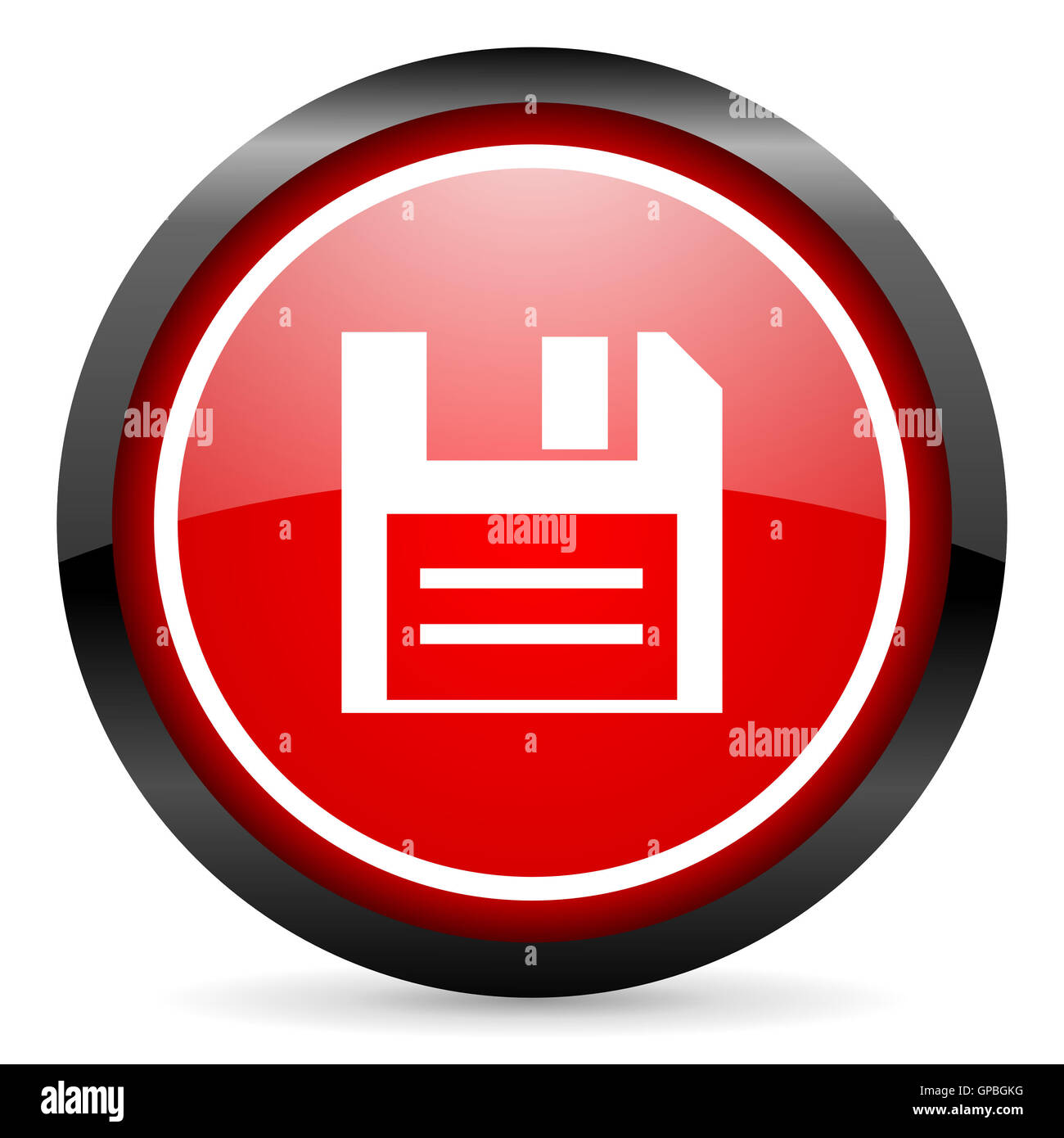 disk round red glossy icon on white background Stock Photo - Alamy