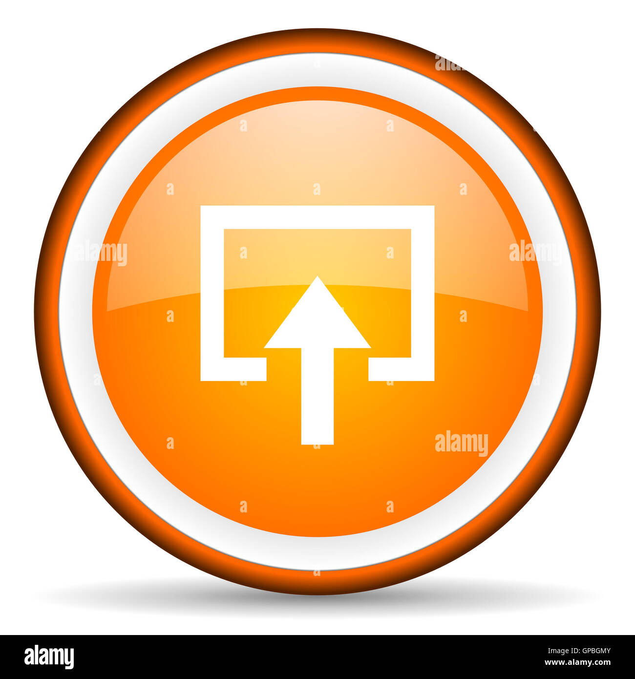enter orange glossy circle icon on white background Stock Photo - Alamy