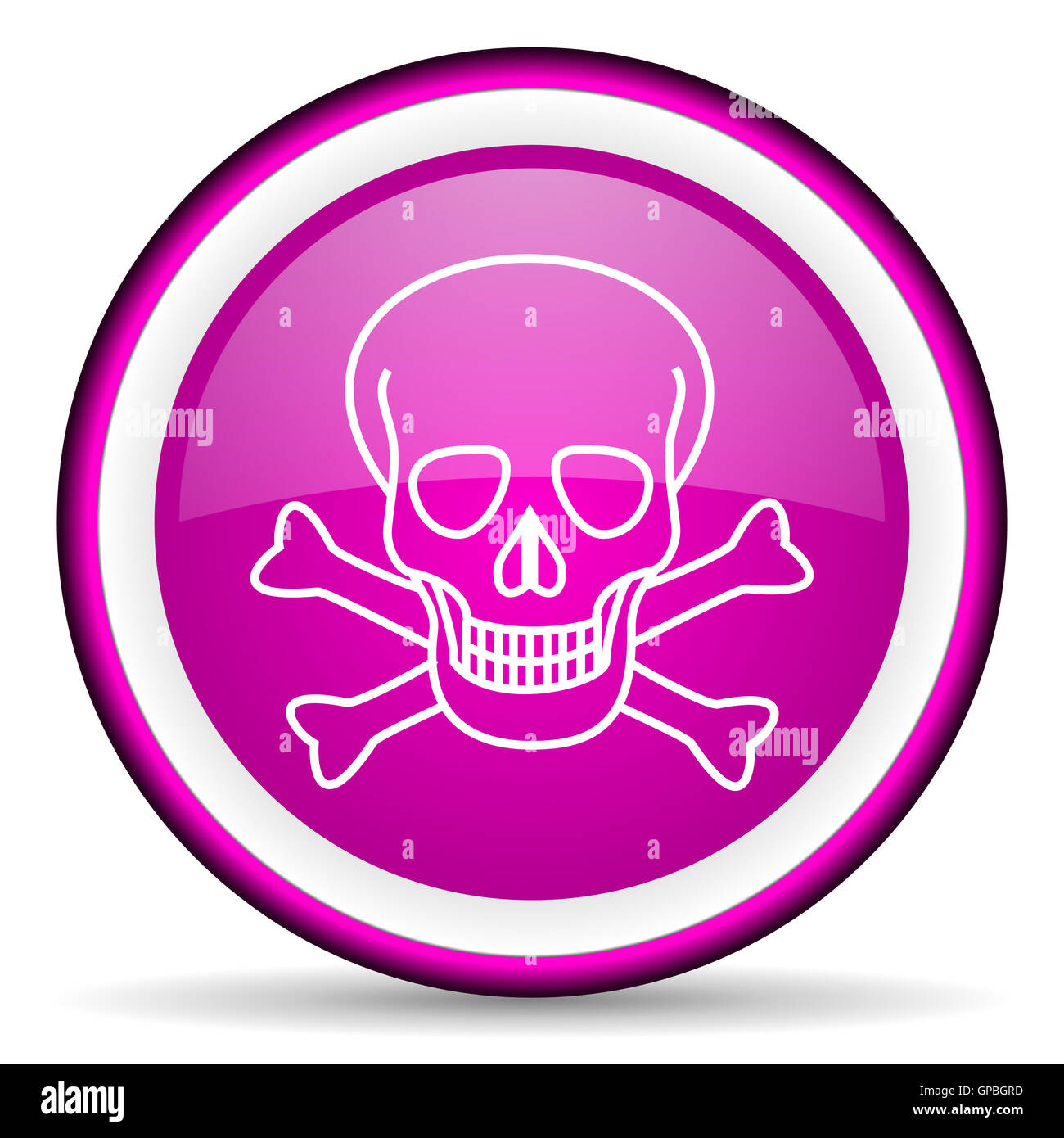 skull violet glossy icon on white background Stock Photo - Alamy