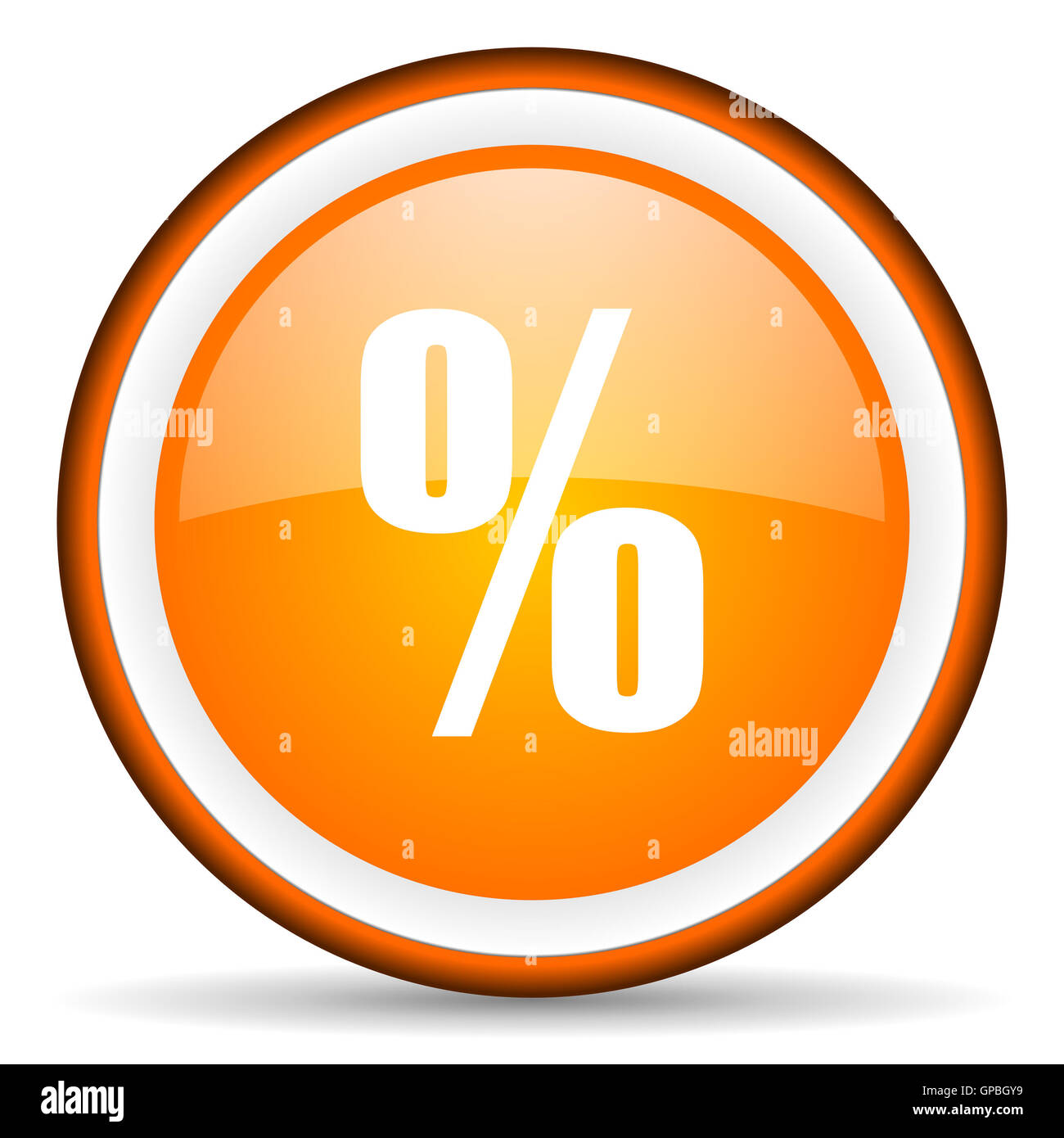 percent orange glossy circle icon on white background Stock Photo - Alamy