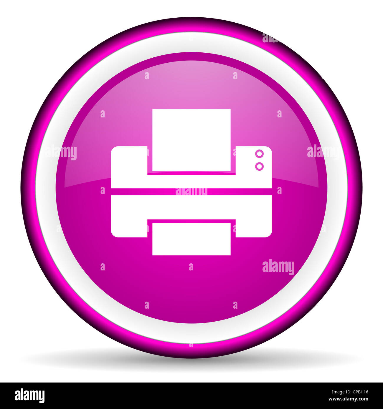 printer violet glossy icon on white background Stock Photo - Alamy
