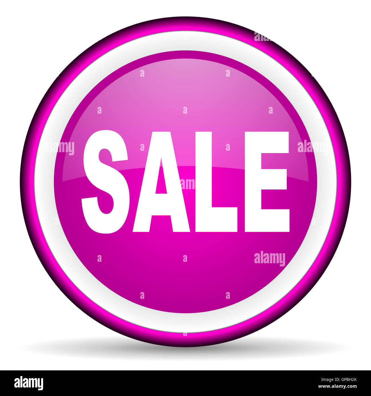 sale violet glossy icon on white background Stock Photo - Alamy