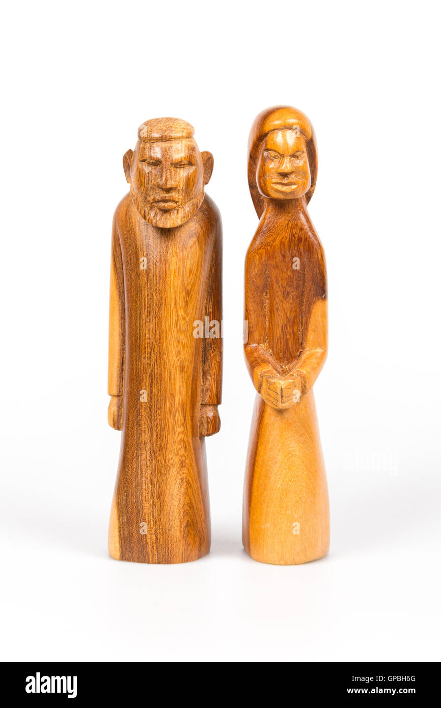 Carving of Josef and Maria, part of the Christmas stable Stock Photo ...