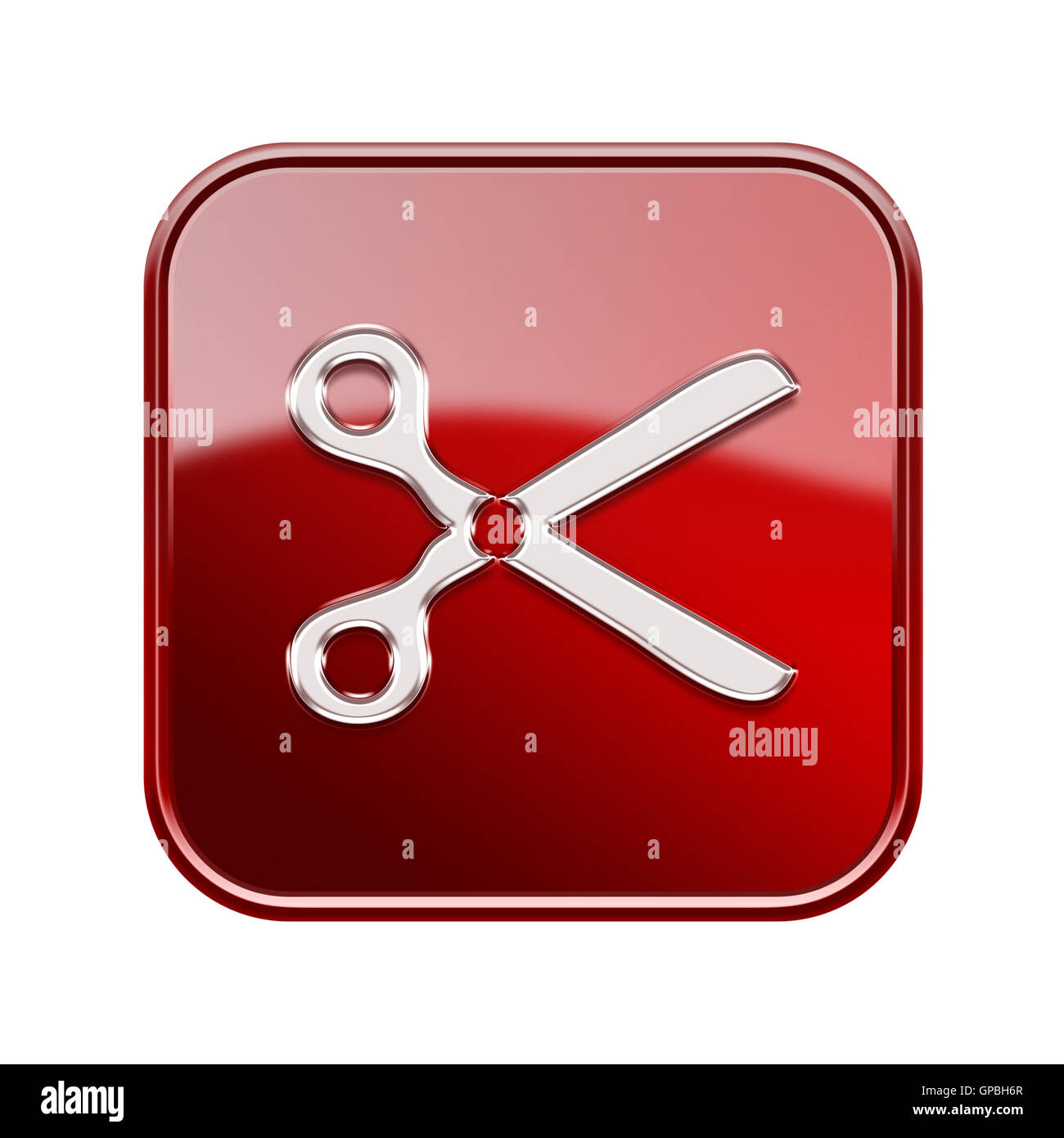 Scissors icon glossy red, isolated on white background Stock Photo - Alamy