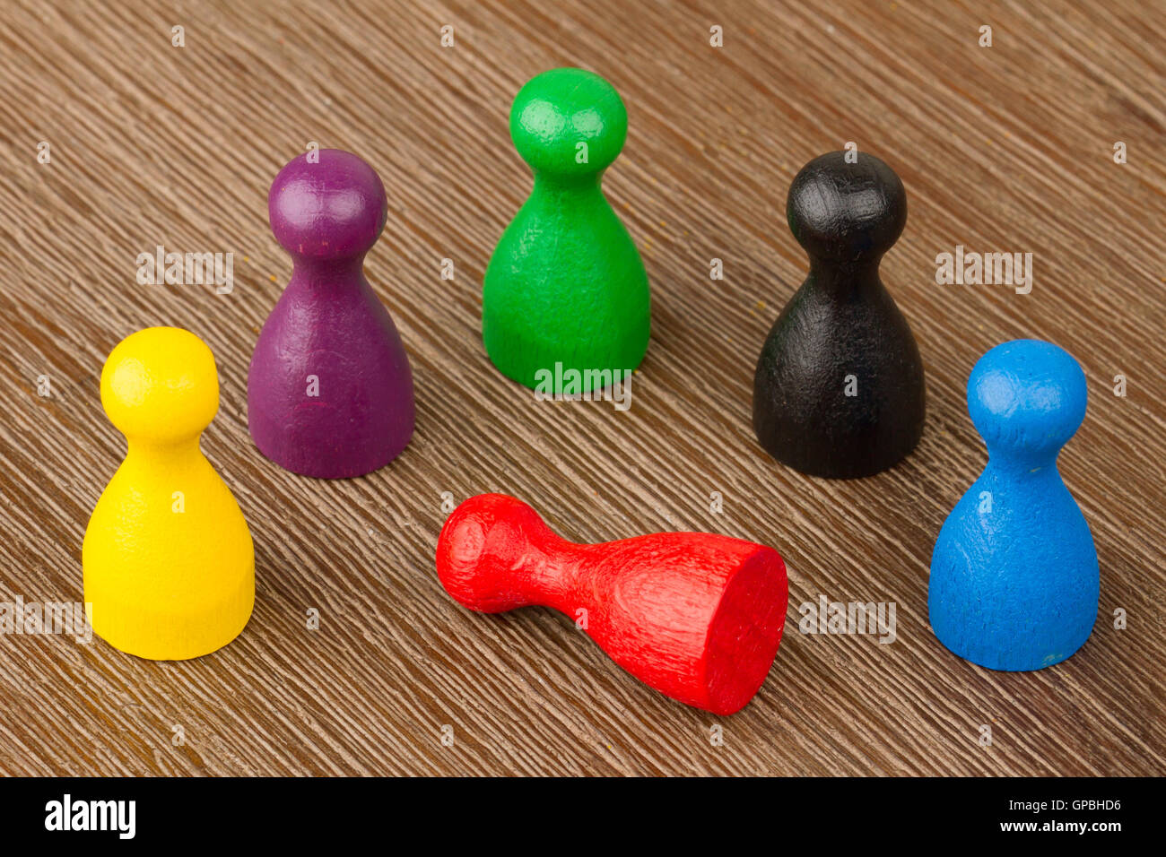 Six colored pawns isolated Stock Photo - Alamy