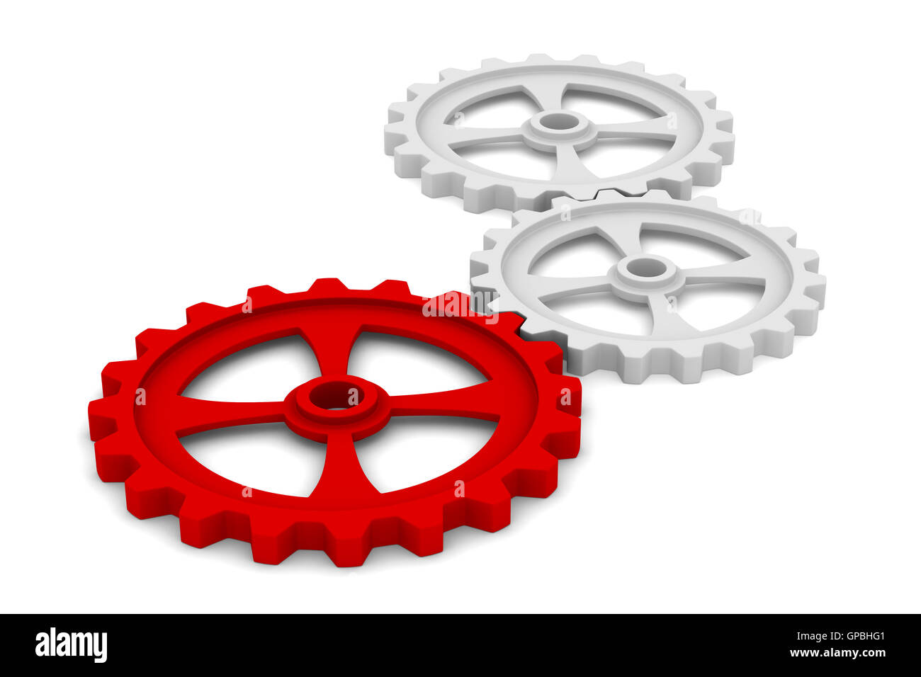 Three gears on white background. Isolated 3D image Stock Photo - Alamy