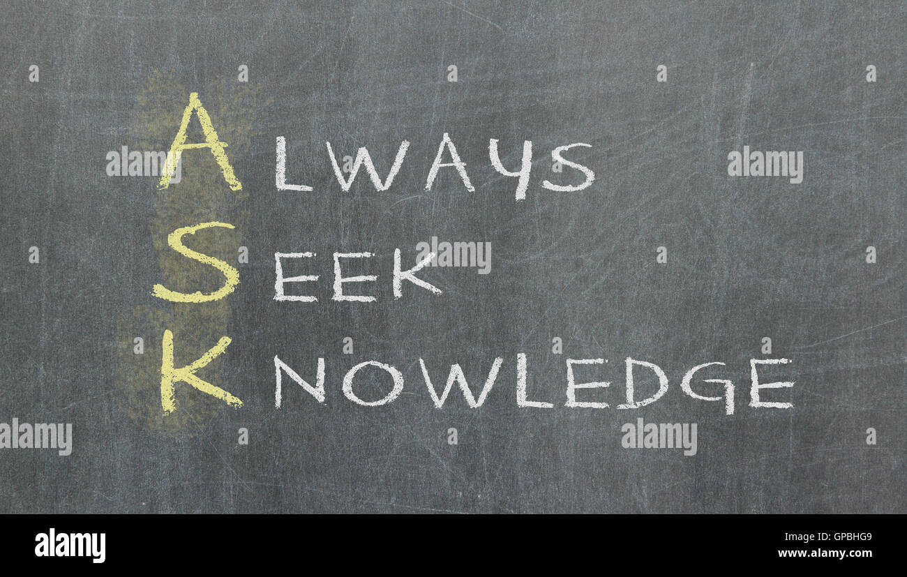 Acronym of ASK - Always seek knowledge Stock Photo - Alamy
