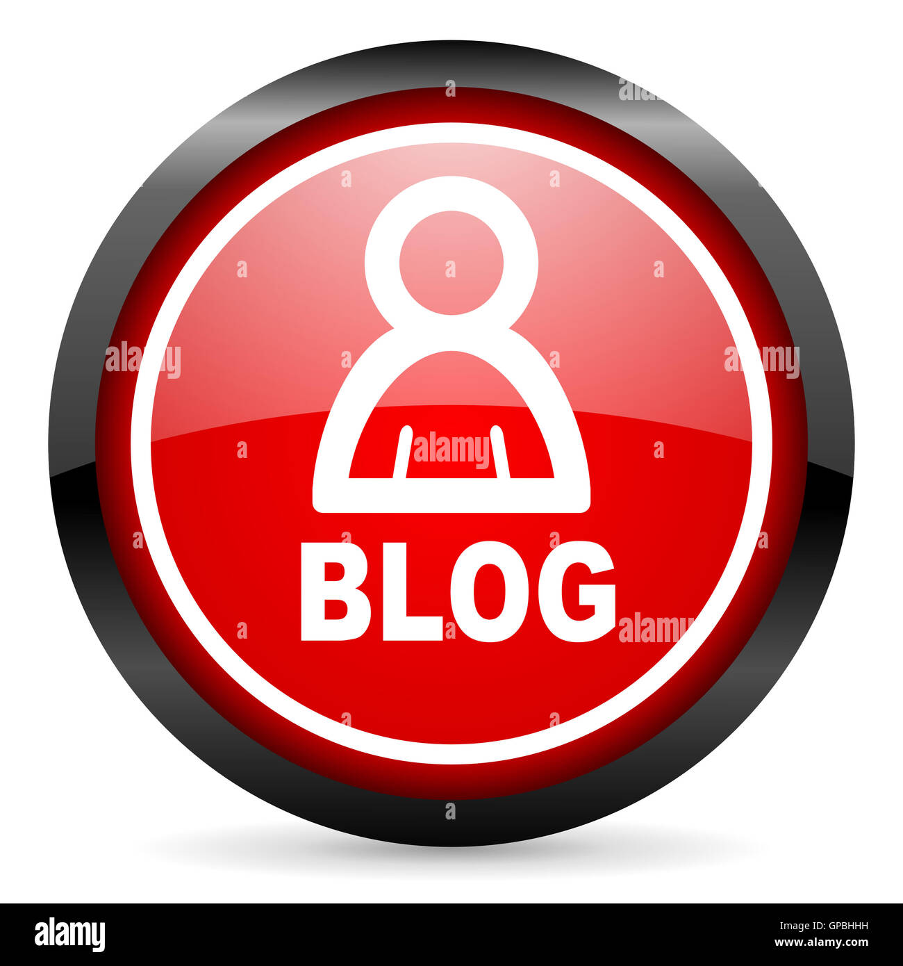 blog round red glossy icon on white background Stock Photo - Alamy