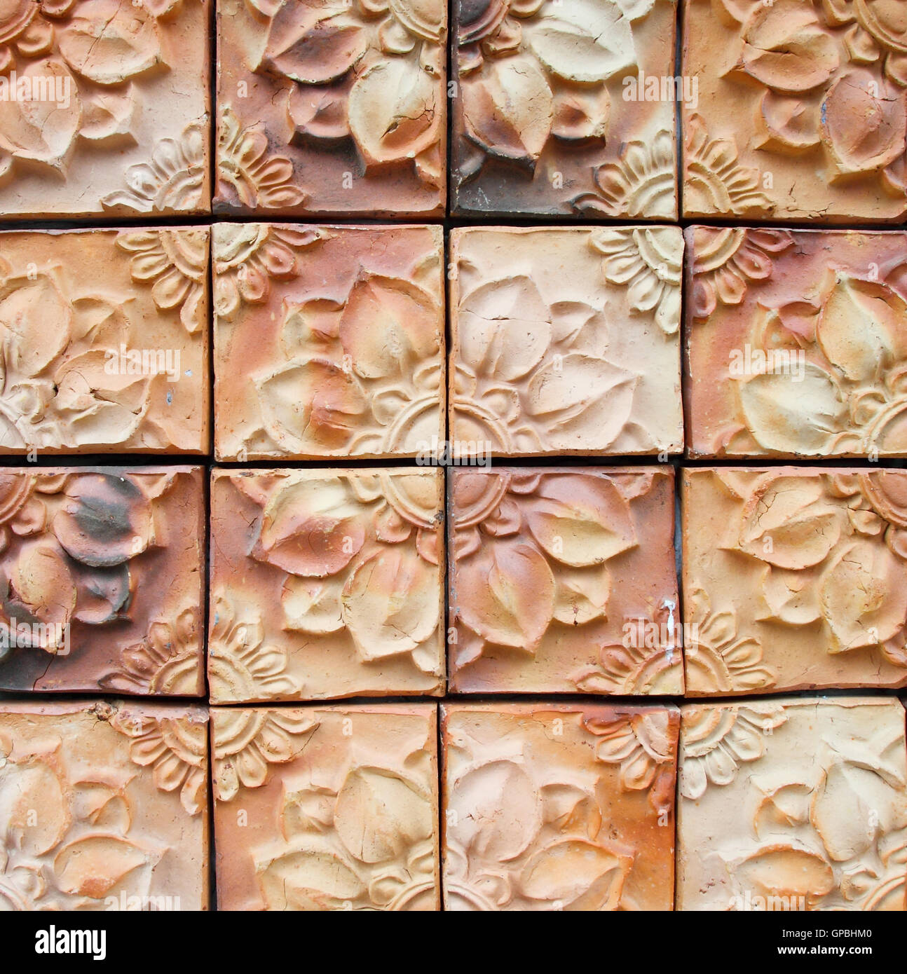 ancient decorative tiles in the east, Thailand Stock Photo - Alamy