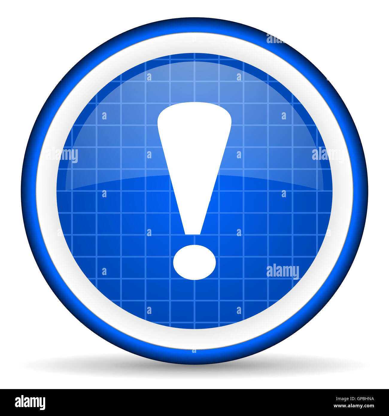 exclamation sign blue glossy icon on white background Stock Photo - Alamy