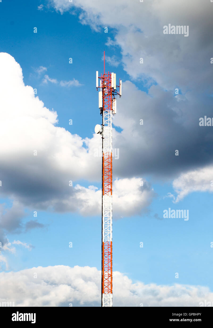 mobile telecommunication tower with sky background Stock Photo - Alamy